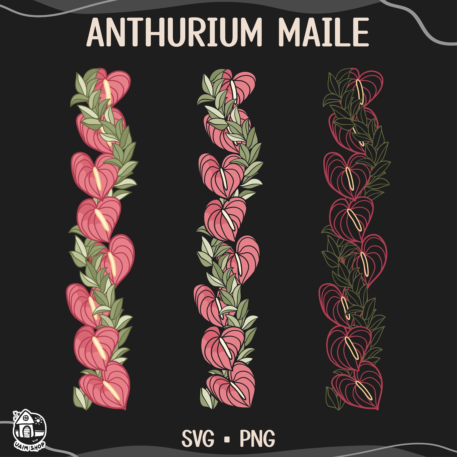 Anthurium Maile Lei Svg | Twist Flower Svg Cut File | Digital Download ...