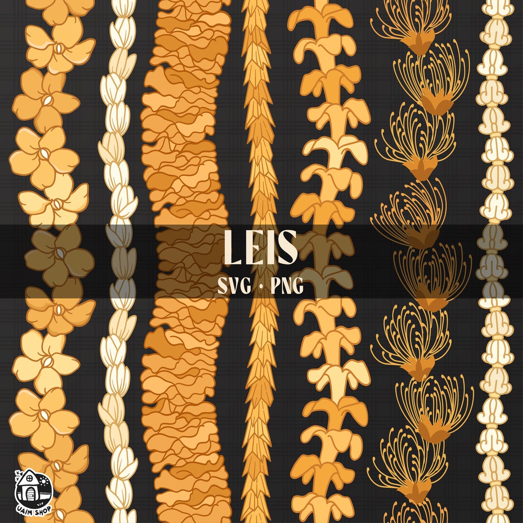 Seamless Pattern Vertical Flower Lei Png | Puakenikeni Lei Cut File ...
