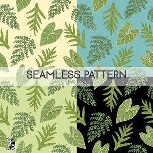 Seamless Pattern Palapalai Kalo Leaf and Lauae Fern Png | Svg Cut File ...