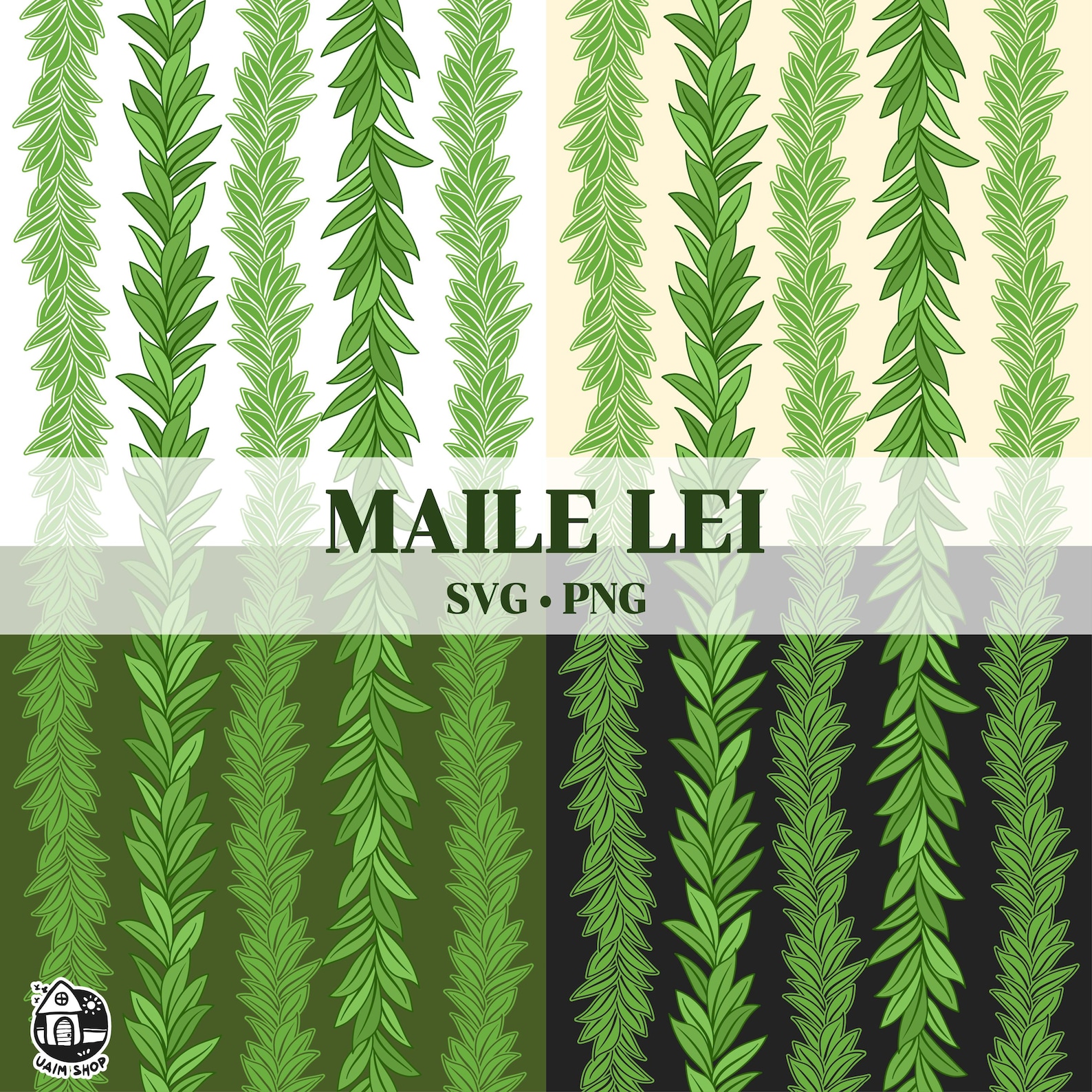Seamless Pattern Maile Lei | Outline Maile Svg Cut File | Digital ...