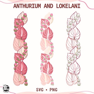 Anthurium and Lokelani Lei Svg | Twist Flower | Vertical Lei Cut File ...