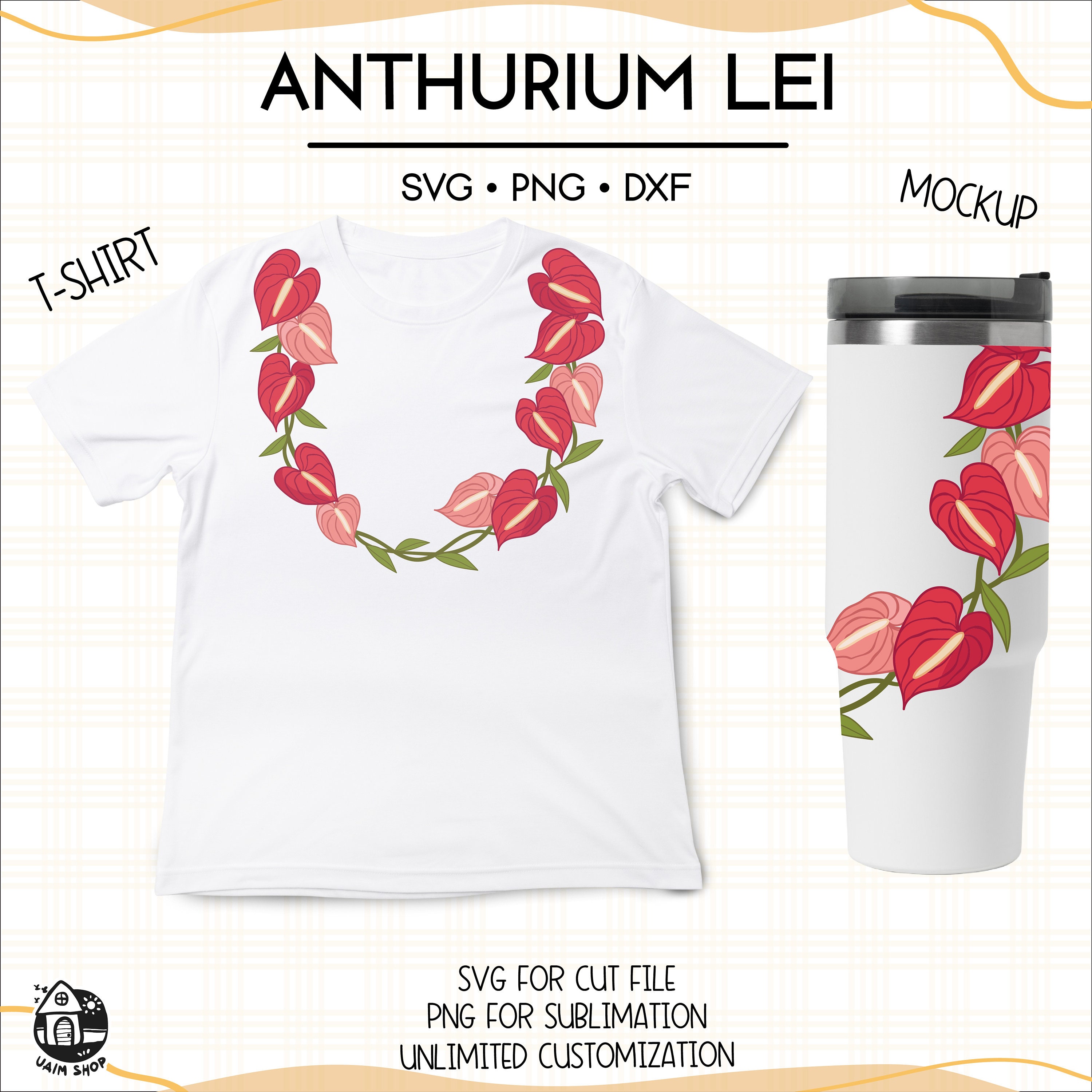 Anthurium Lei and Maile Leaf Svg Cut File Digital Download - Etsy UK