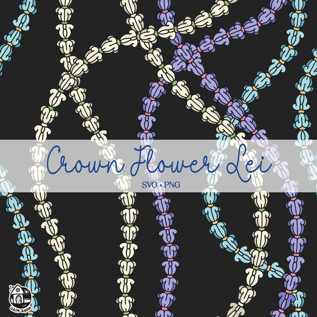 Seamless Pattern Crown Flower Lei | Curved Floral Lei Png | Solid Color ...
