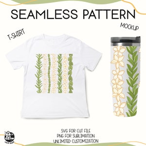 Seamless Pattern Pikake Tiare Puakenikeni Lei Png | Vertical Flower Lei ...