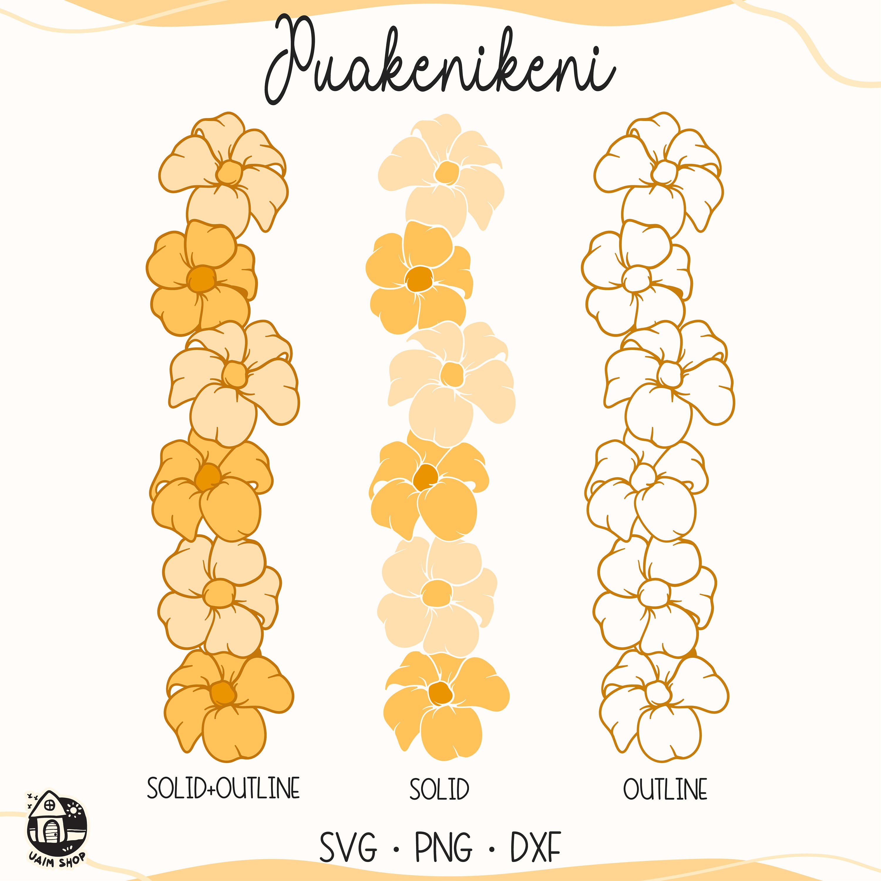 Vertical Puakenikeni Lei Svg Floral Lei Svg Flower Svg Cut File T-shirt ...