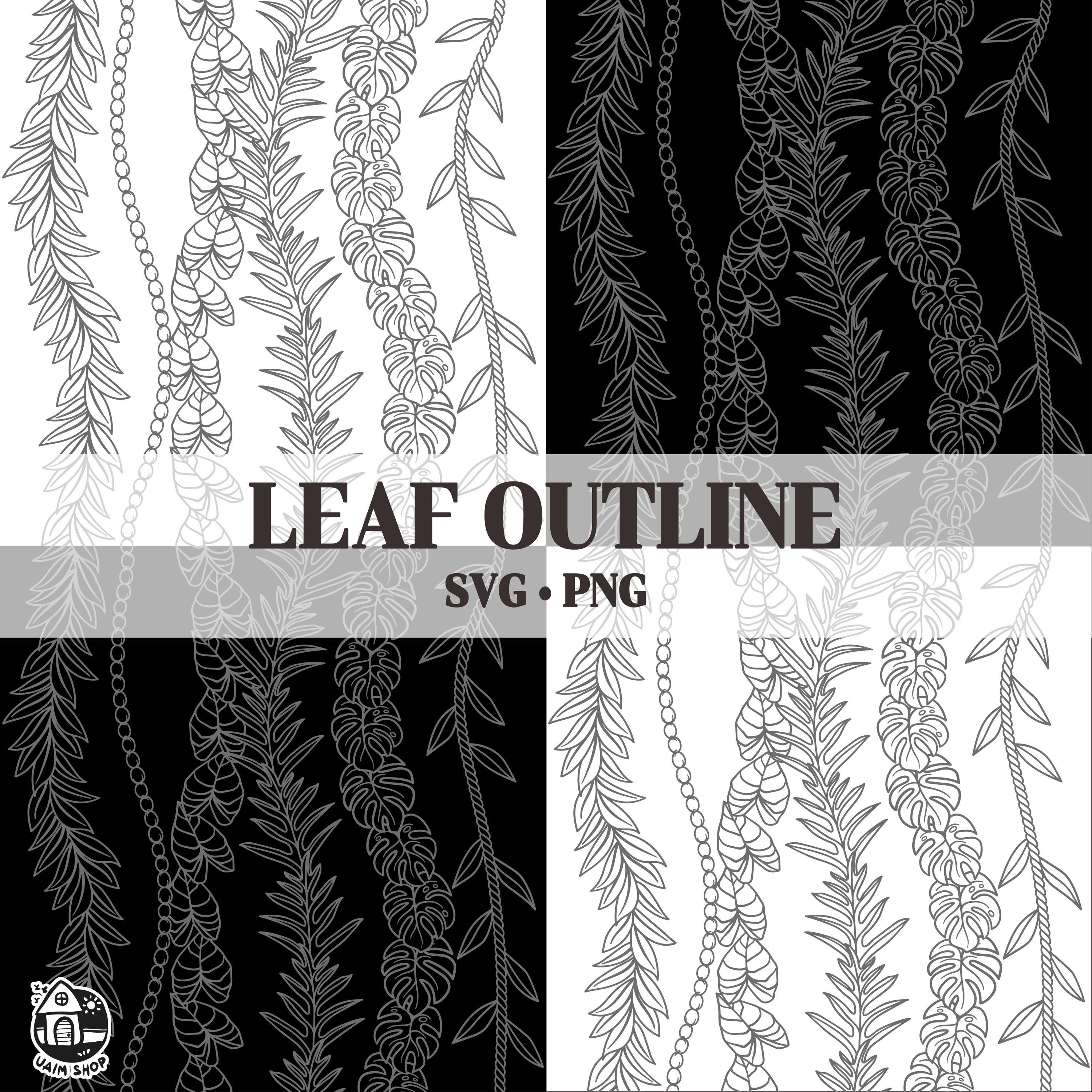 Seamless Pattern Leaf Lei | Outline Curved Lei Png | Digital Download ...
