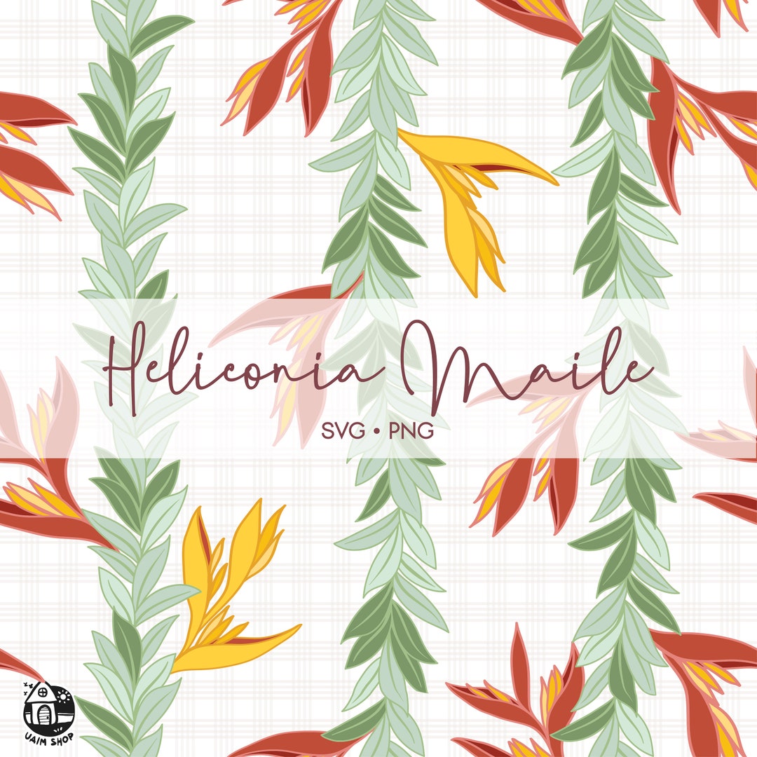Seamless Pattern Heliconia and Maile Lei | Flower Svg Cut File | Lei ...