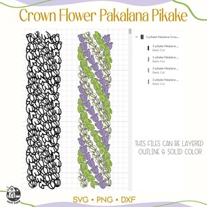 Pakalana Pikake and Crown Flower Lei Svg | Purple Crown Flowers Svg ...