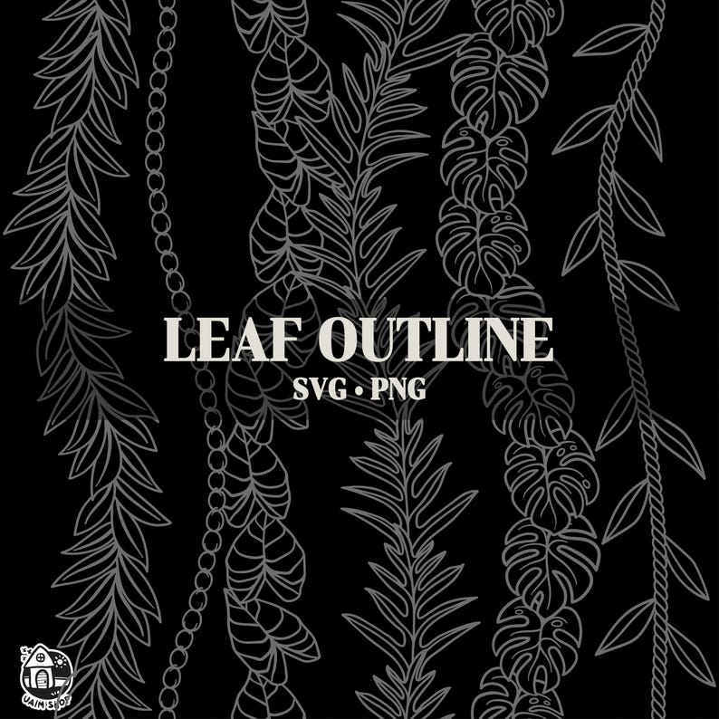 Seamless Pattern Leaf Lei | Outline Curved Lei Png | Digital Download ...