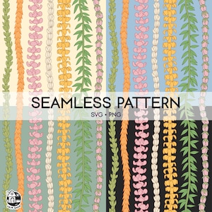 Seamless Pattern Vertical Flowers Lei | Lei Png | Svg Cut File ...