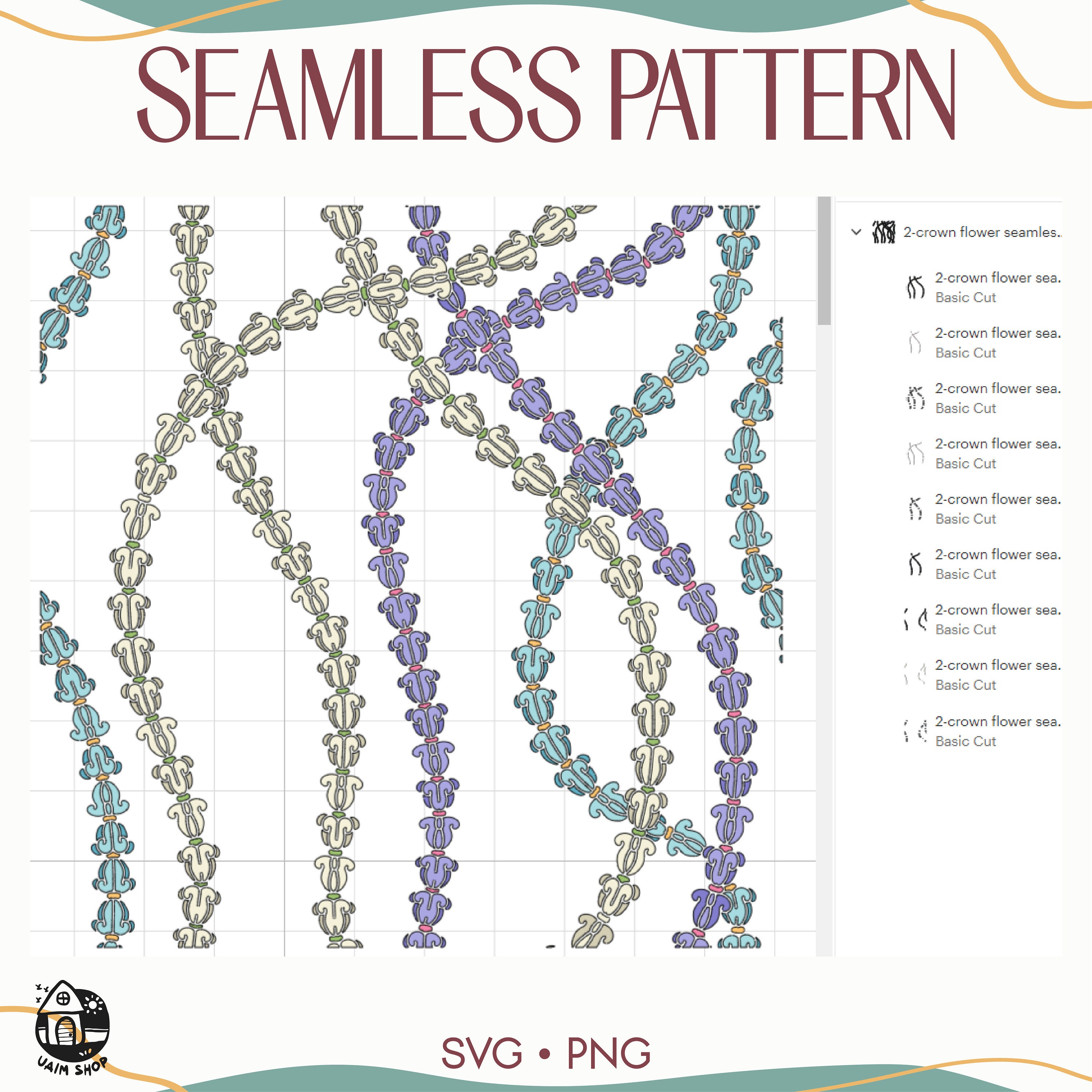 Seamless Pattern Crown Flower Lei Curved Floral Lei Png Solid Color Svg ...