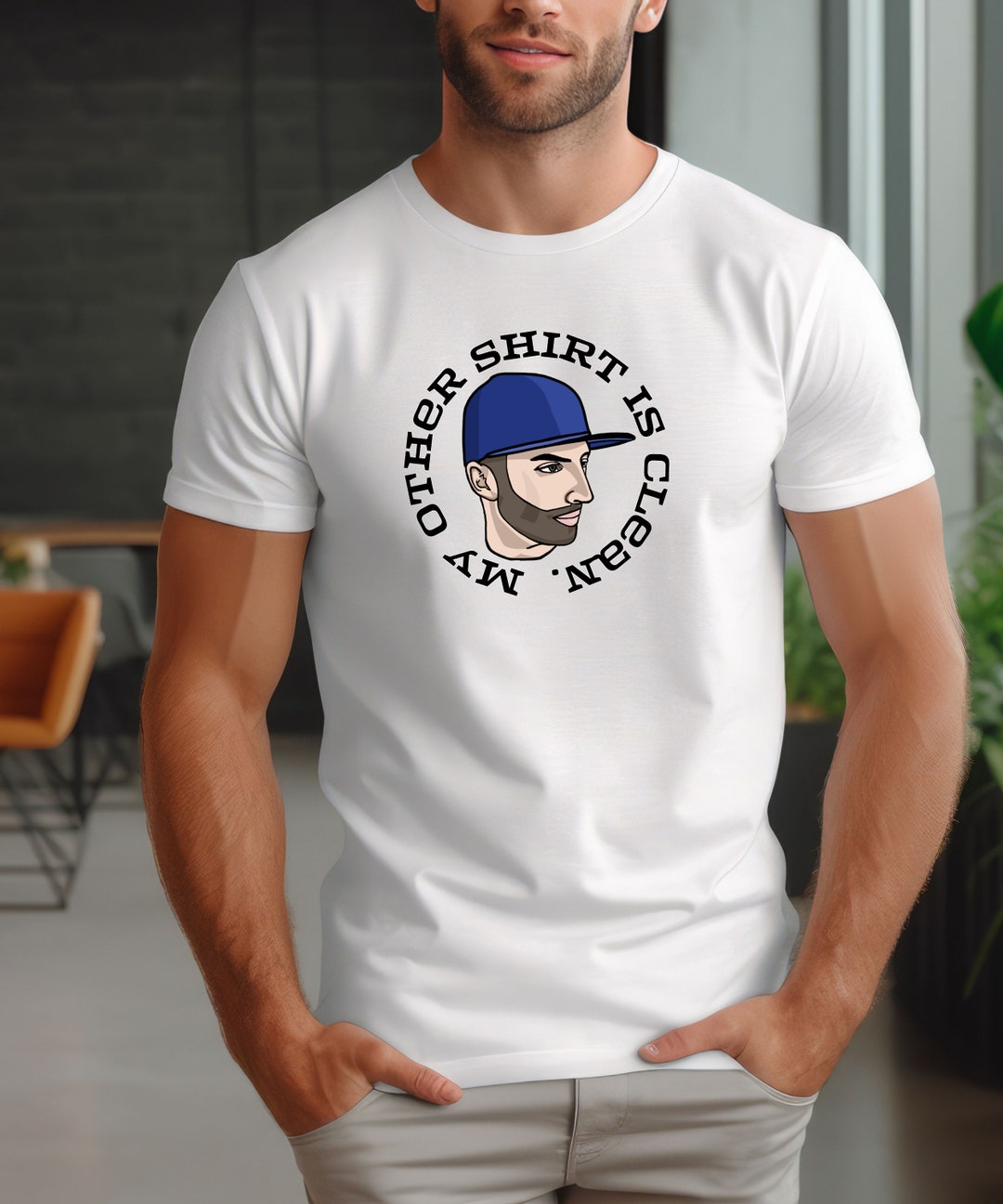 Cartoon Guy Graphic With Quote on a T-shirt Man With Mustache - Etsy