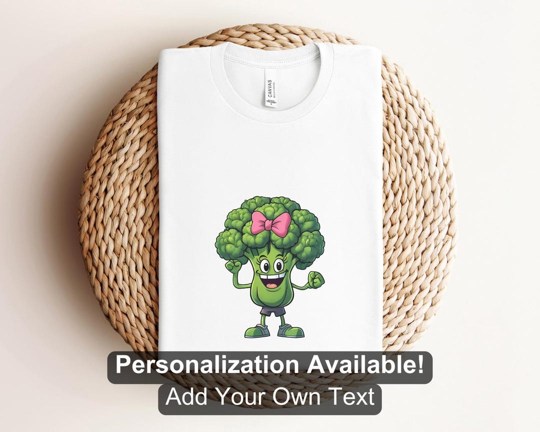 Cartoon Broccoli Girl Character Shirt, Custom Shirt, Vegetable Shirt ...