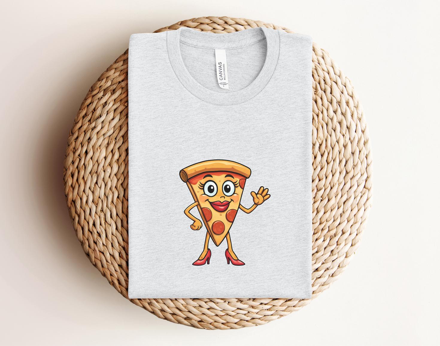 Cartoon Pepperoni Pizza Slice Girl Character Shirt, Custom Shirt, Pizza ...