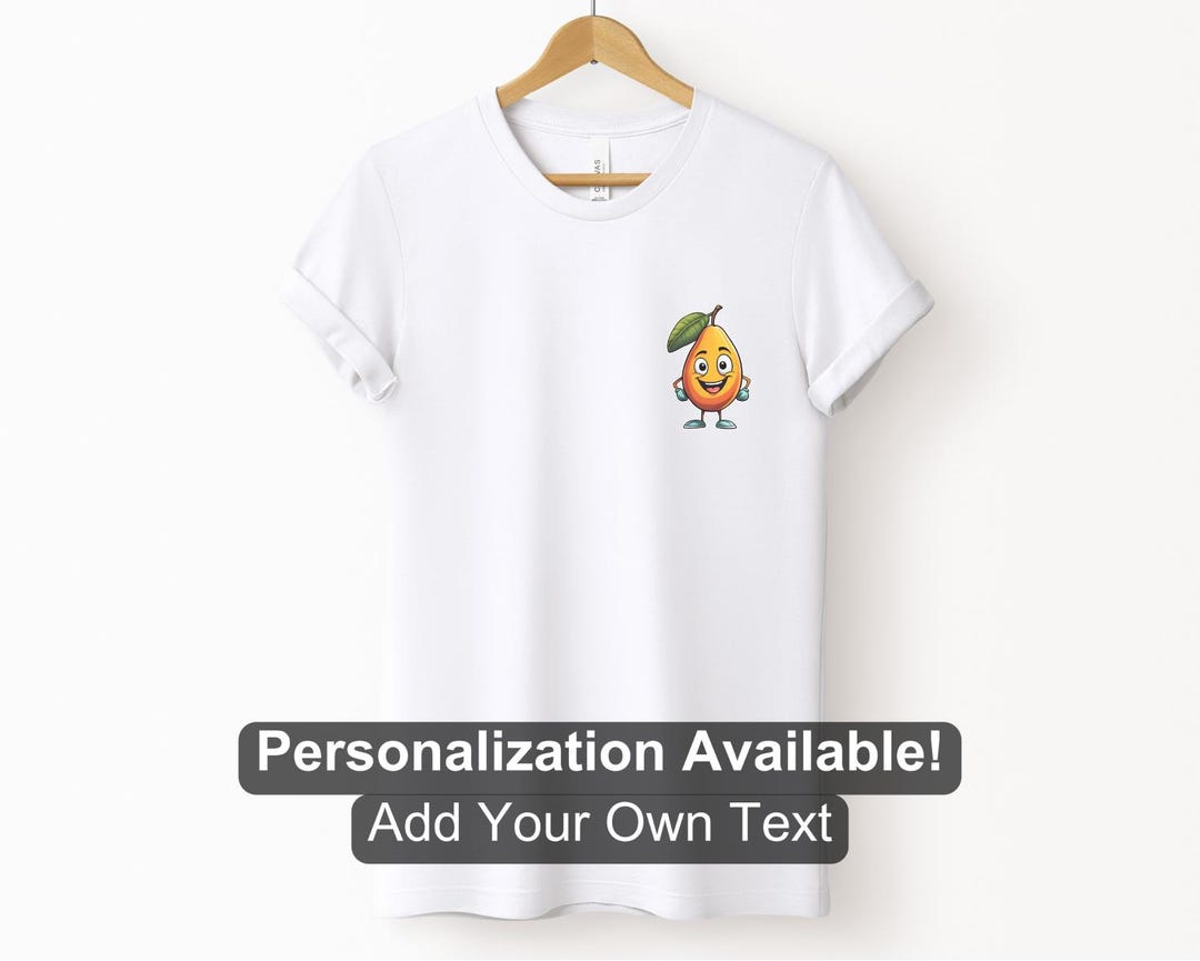Cartoon Mango Character Pocket Design Shirt, Custom Shirt, Fruit Shirt ...