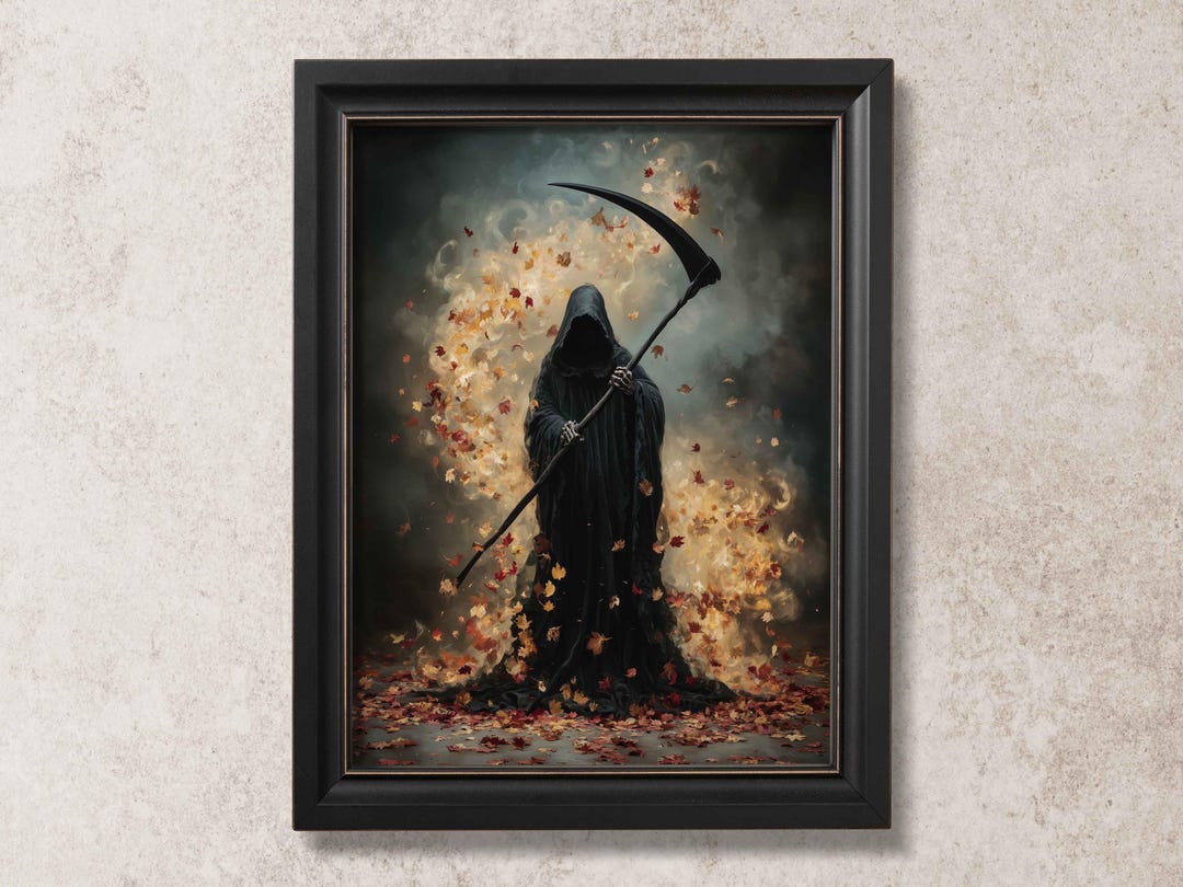 Autumn Reaper Wall Art Print or Canvas: Gothic Dark Academia Fall Style ...