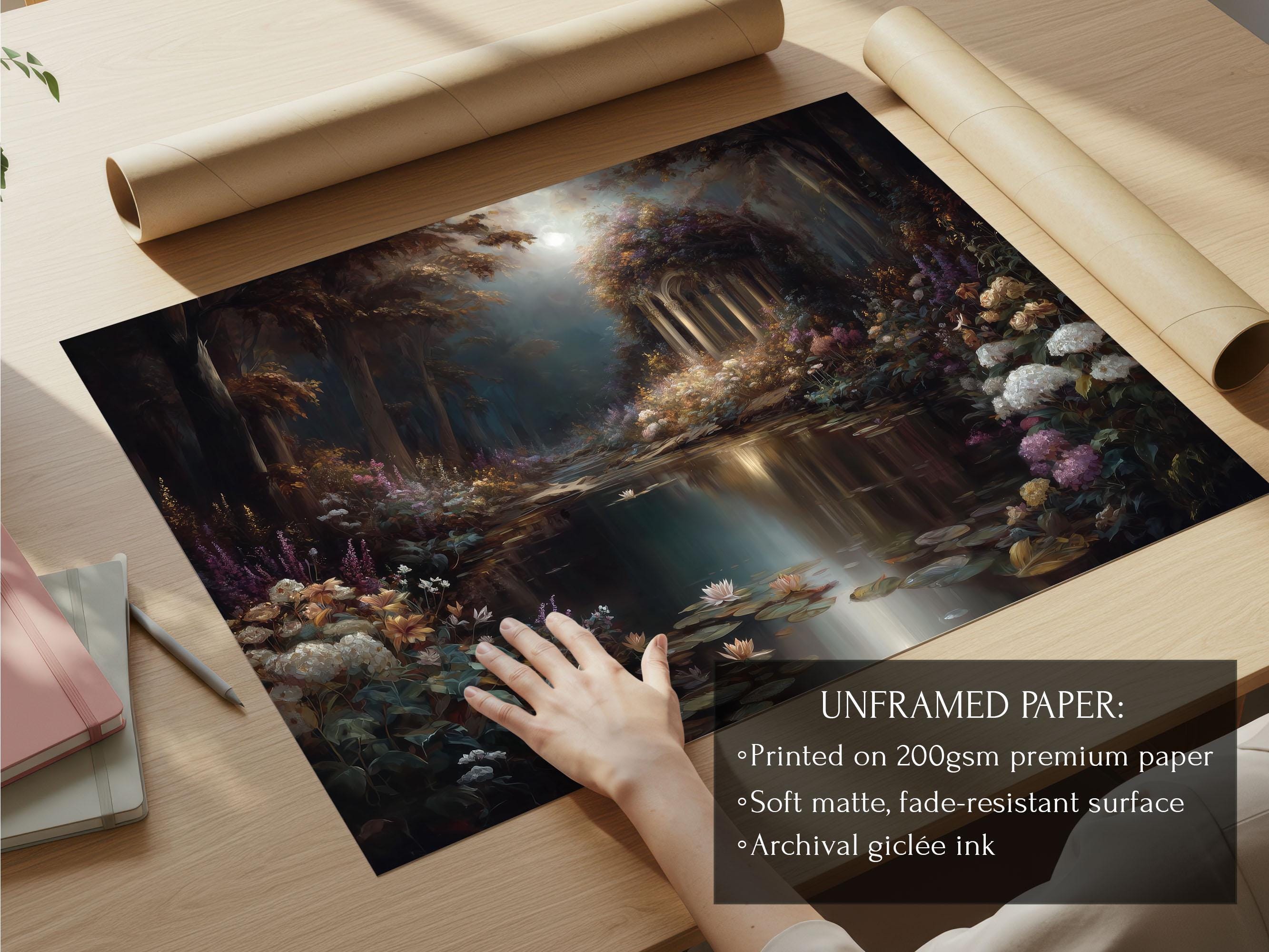 Enchanted Forest Pond Poster: Dark Botanical Print - Etsy