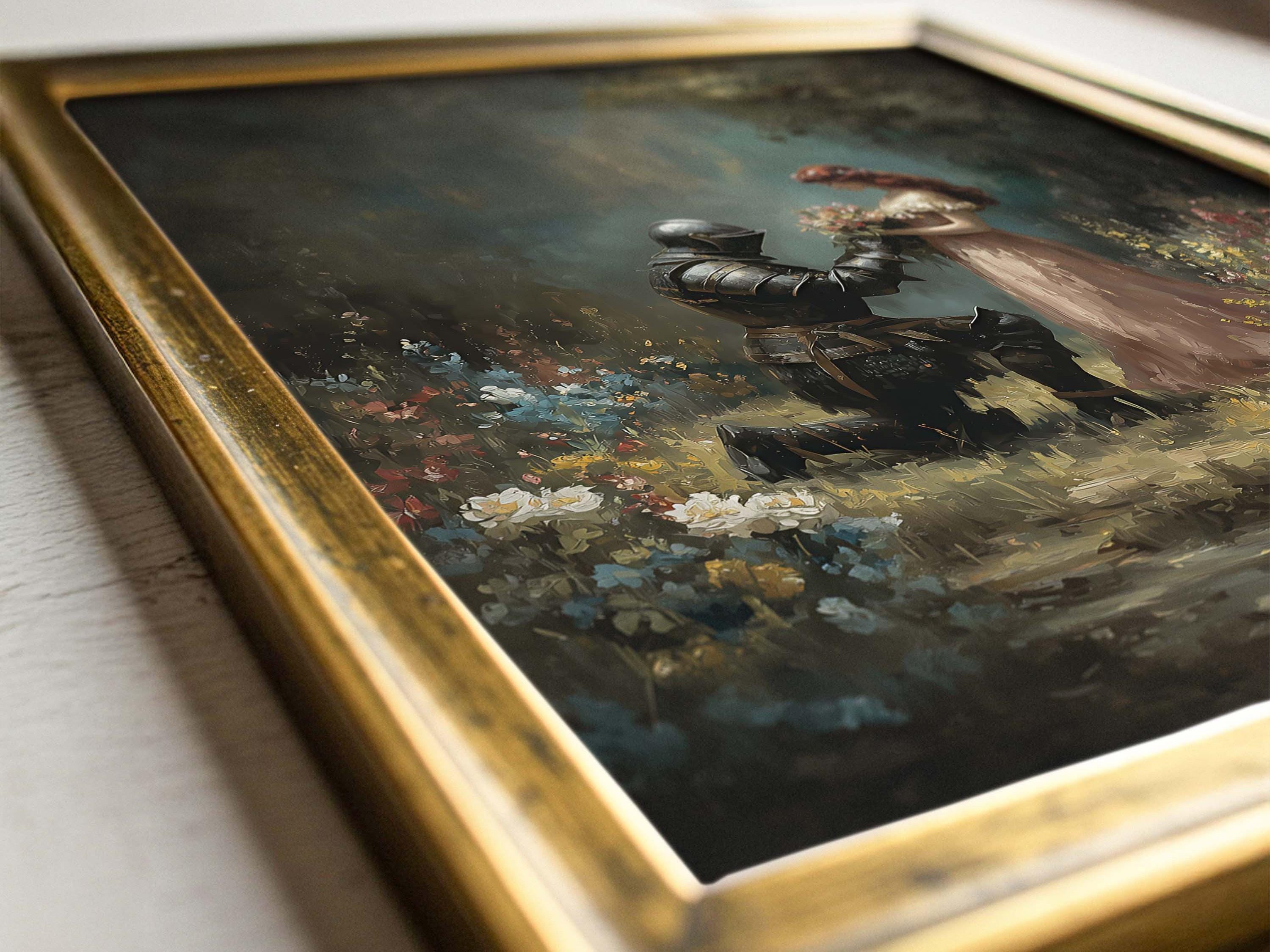 Knight Offering Flowers Poster: Gothic Romance Scene - Etsy