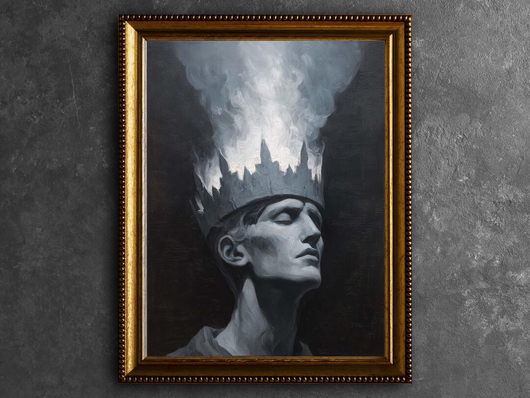 Crowned Phantom Portrait, Ethereal Gothic Decor, Fantasy Medieval Wall ...