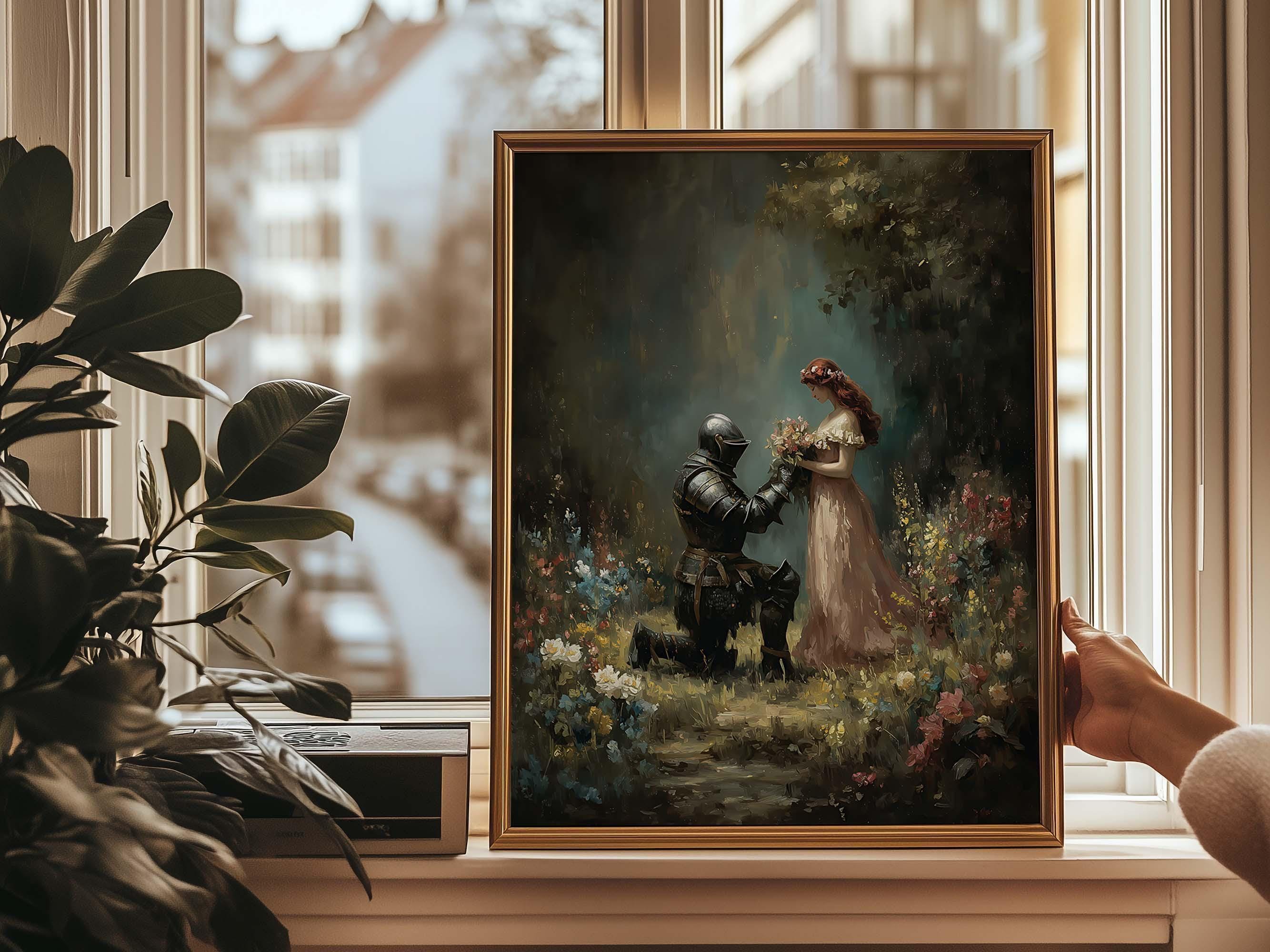 Knight Offering Flowers Poster: Gothic Romance Scene - Etsy