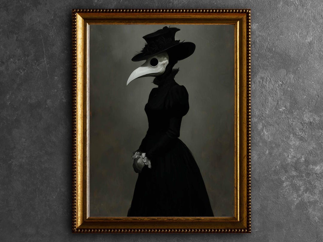 Victorian Plague Doctor Woman, Gothic Dark Academia Portrait Wall Art ...