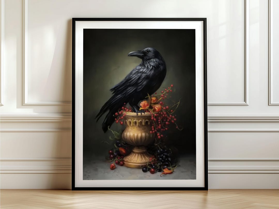 Raven Still Life Digital Wall Art: Printable Gothic Poster - Etsy