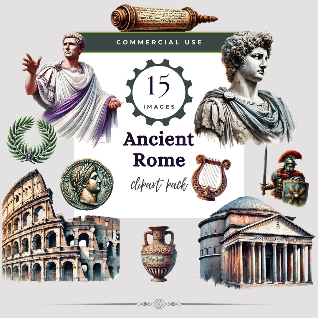 Ancient Roman Clipart Pack, Classical Empire PNG - Gladiator, Coliseum ...