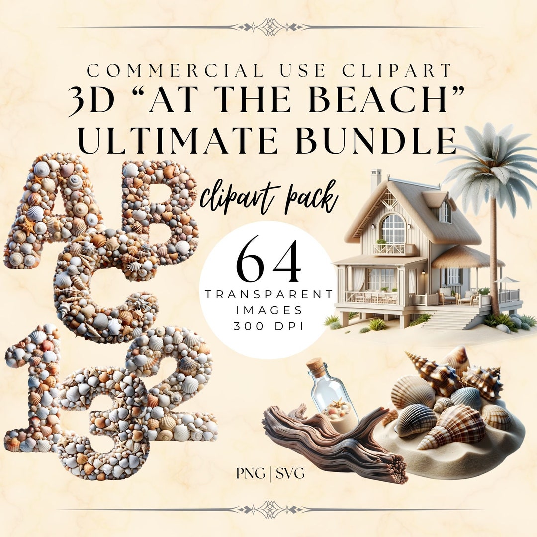 Beach Clipart Pack, Seashell Clipart, Tropical Clipart, Sea Shell ...