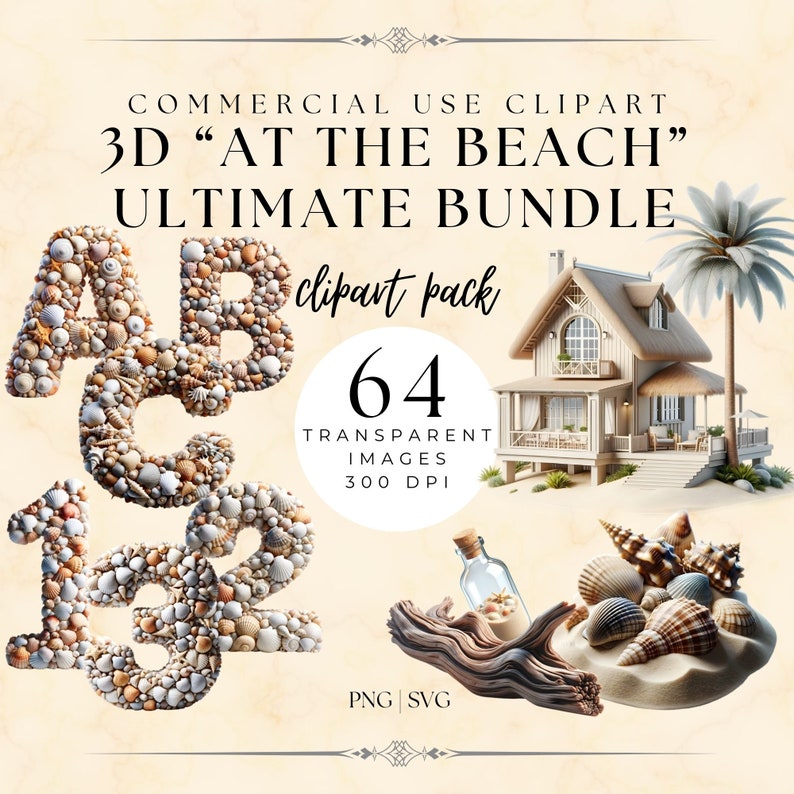 Beach Clipart Pack, Seashell Clipart, Tropical Clipart, Sea Shell ...