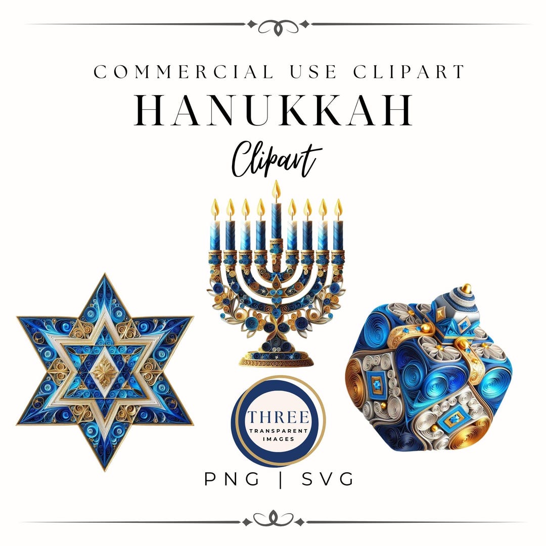 Hanukkah Clipart, Chanukah, Menorah, Dreidel Star of David, Jewish ...