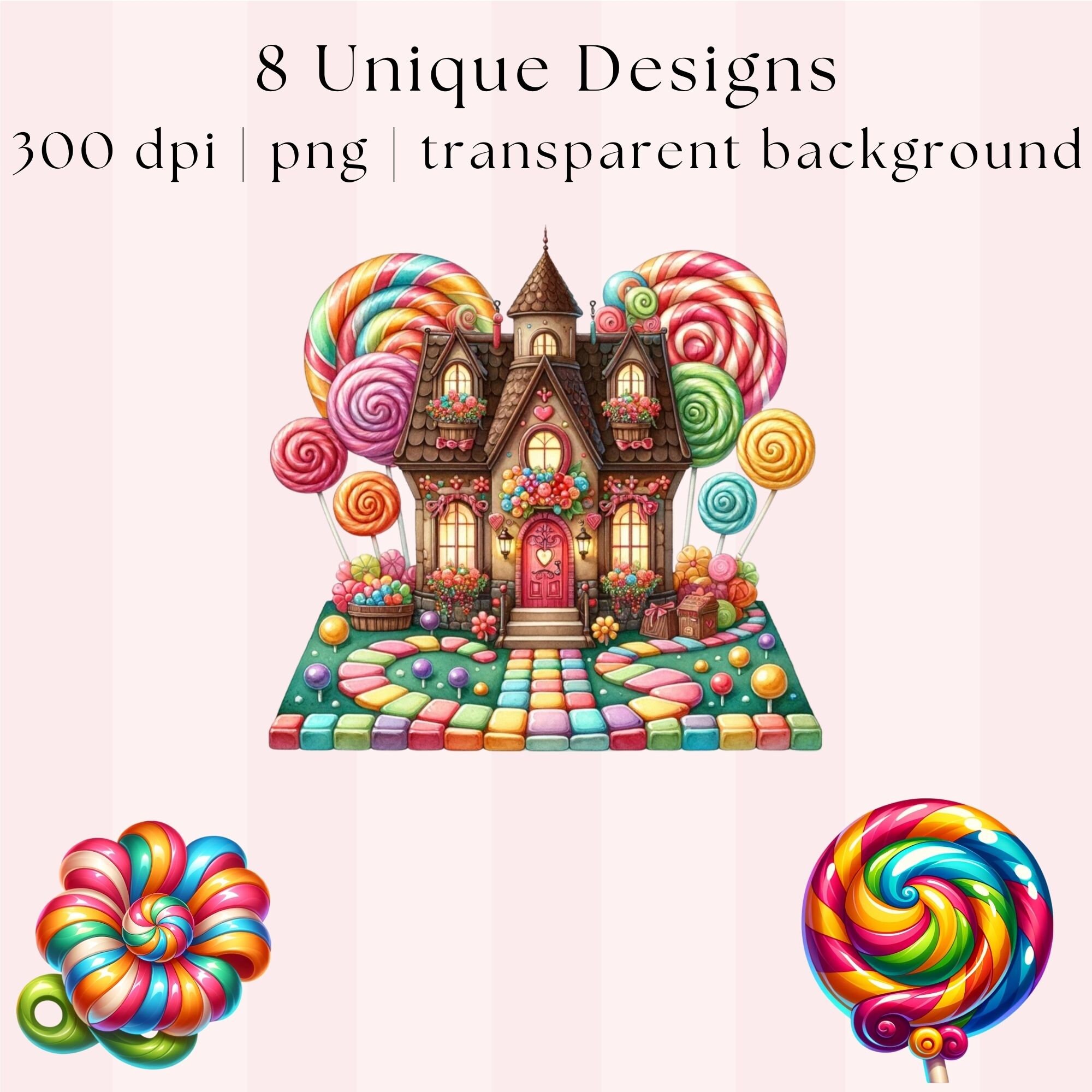 Candyland Clipart, Candy Graphics,candy House, Lollipops Sweet, Candy ...