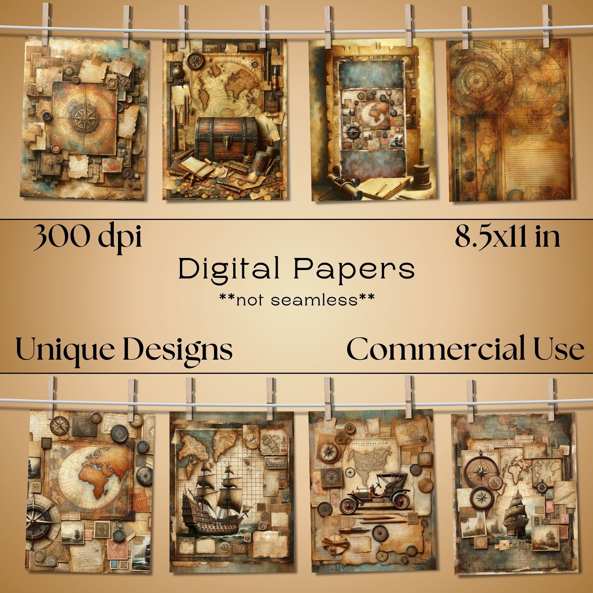 Map Junk Journal Kit, Map Papers, Vintage Maps, Old Maps, Distressed ...