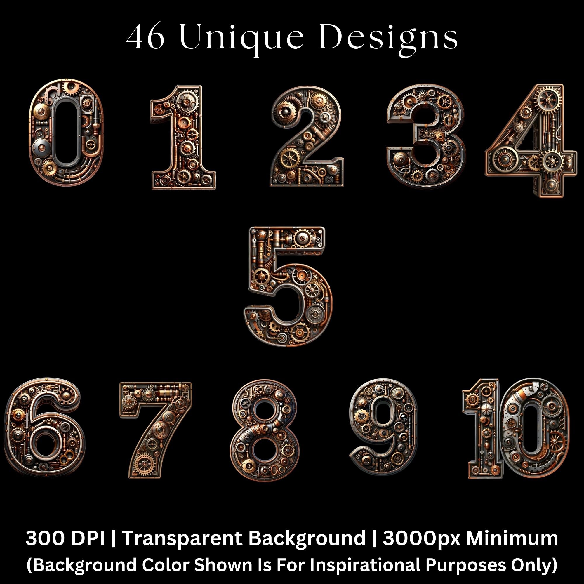 Steampunk Letters Numbers Clipart, Steampunk Digital Alphabet ...
