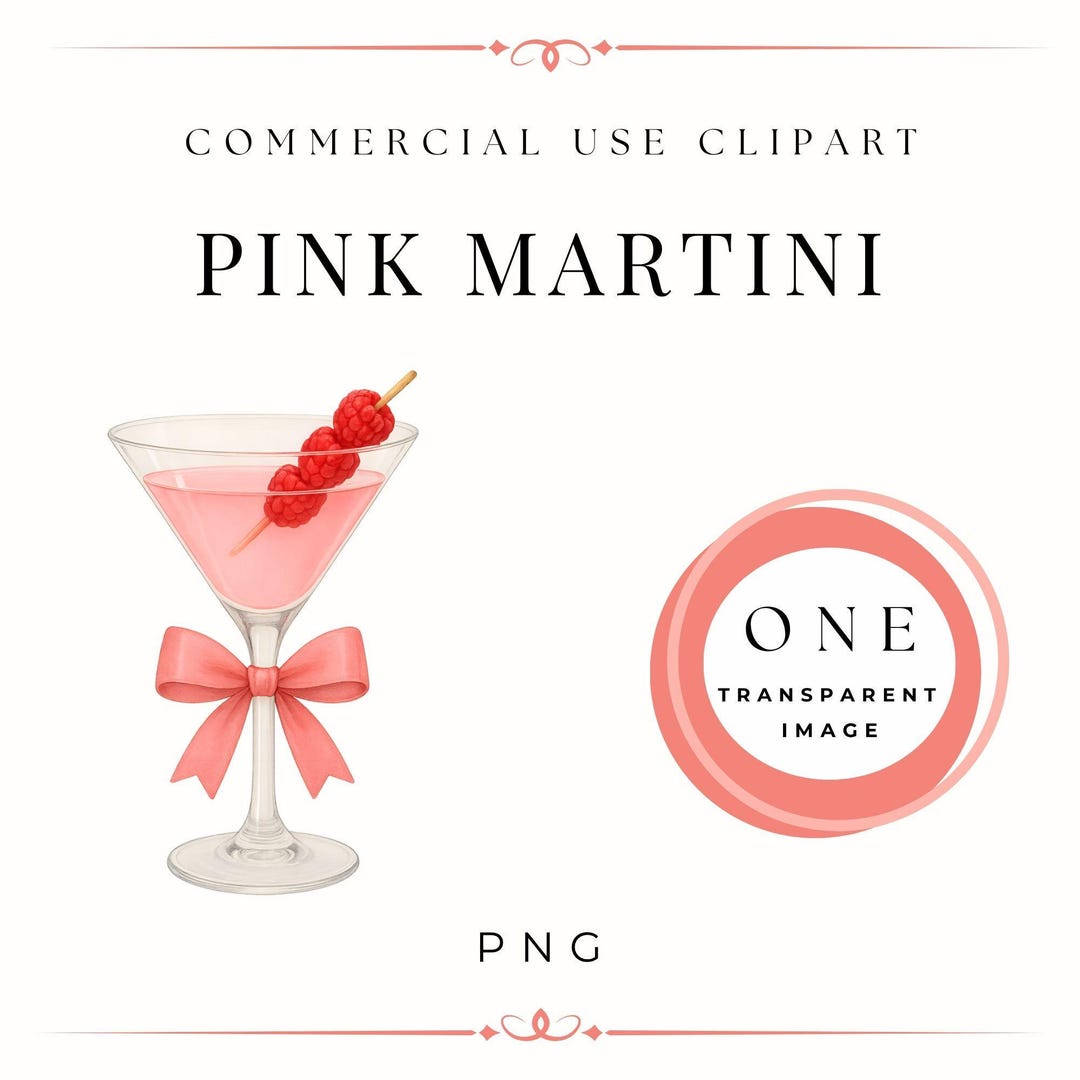 Pink Martini Clipart, Signature Drink Wedding Image, Baby Shower Tini ...