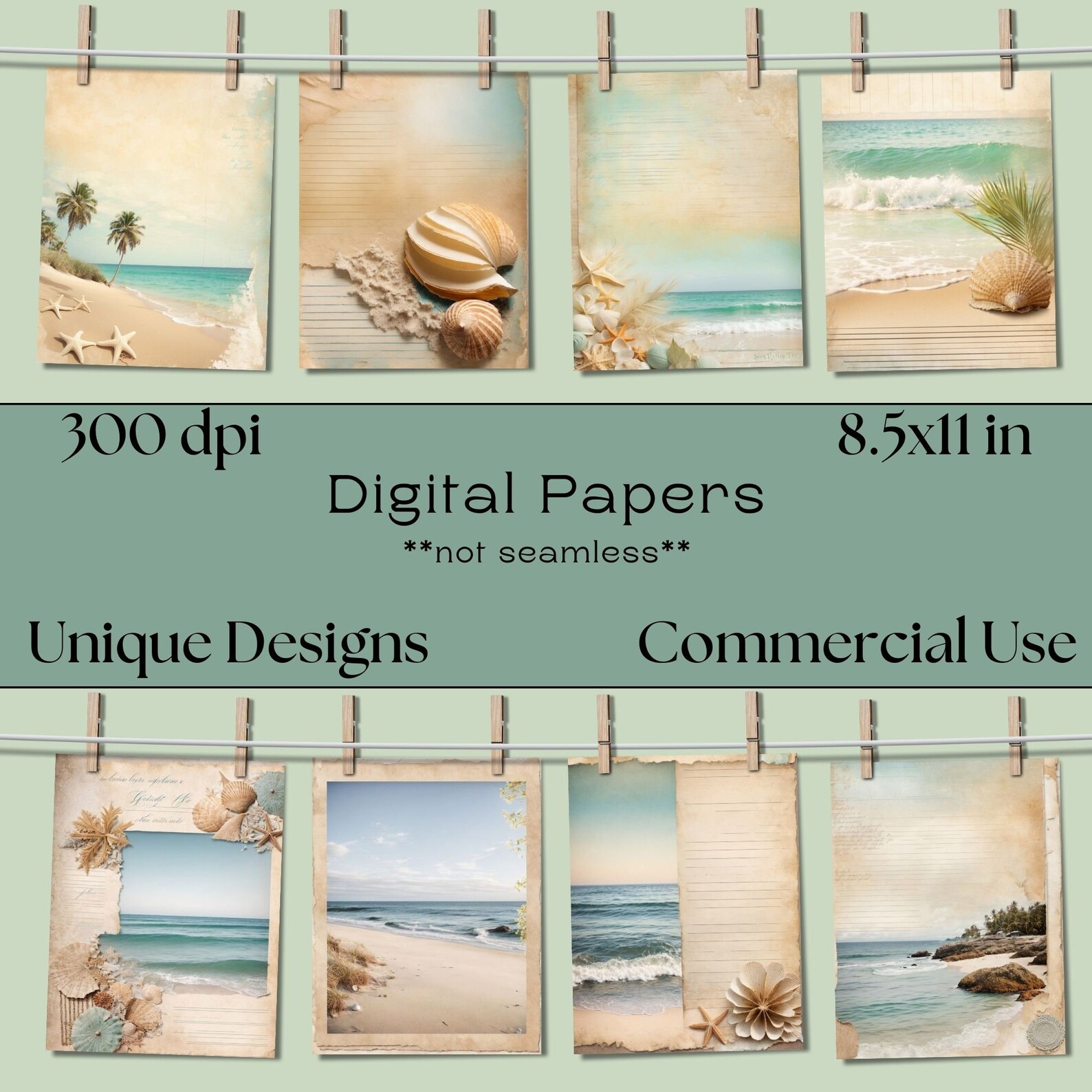 Beach Junk Journal Pages, Ocean Junk Journal, Beach Digital Paper ...