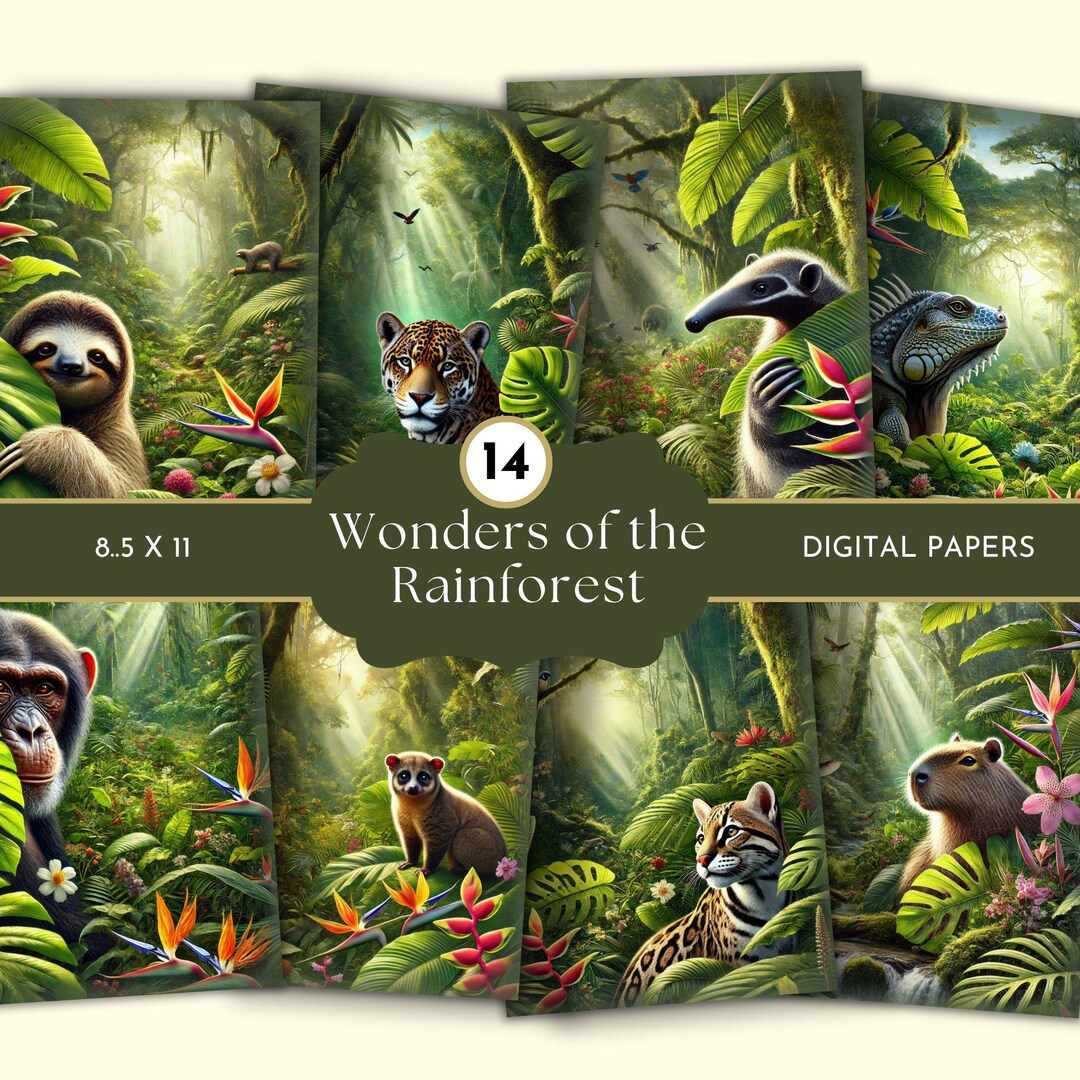 Rainforest Animal Junk Journal, Amazon Scrapbook Pages, Ungle Animal ...