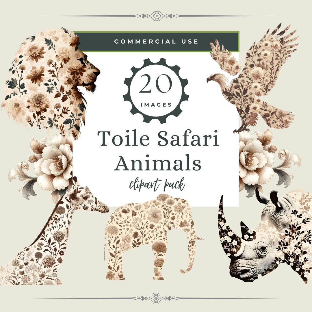 Safari Toile Baby Shower, Toile Safari, Elegant Safari Animals ...