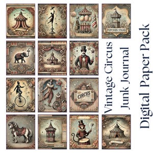 Vintage Junk Journal "circus", Vintage Circus Paper, Digital Paper ...