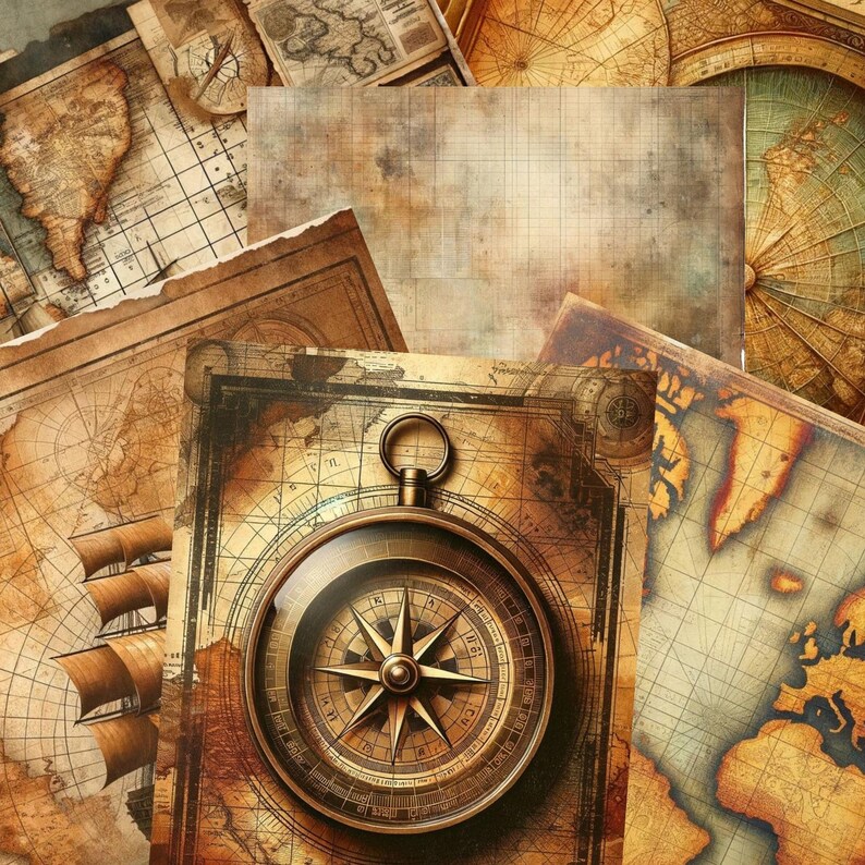 Map Junk Journal Kit, Map Papers, Vintage Maps, Old Maps, Distressed ...