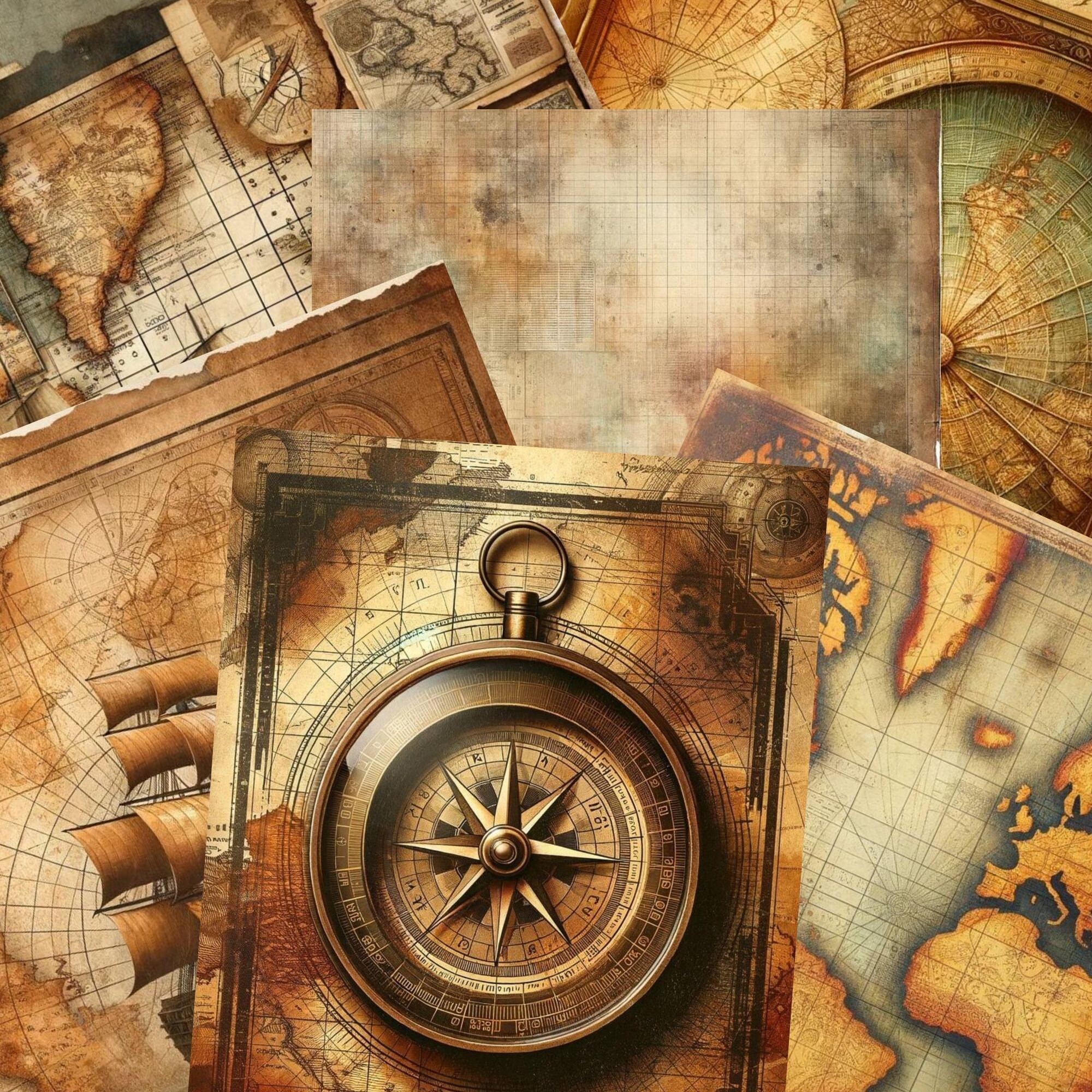 Map Junk Journal Kit, Map Papers, Vintage Maps, Old Maps, Distressed ...