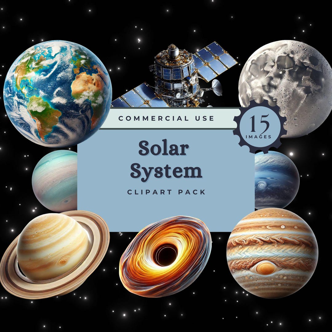 Solar System Clipart, Realistic Planets PNG, Space Clipart, Sun Moon ...