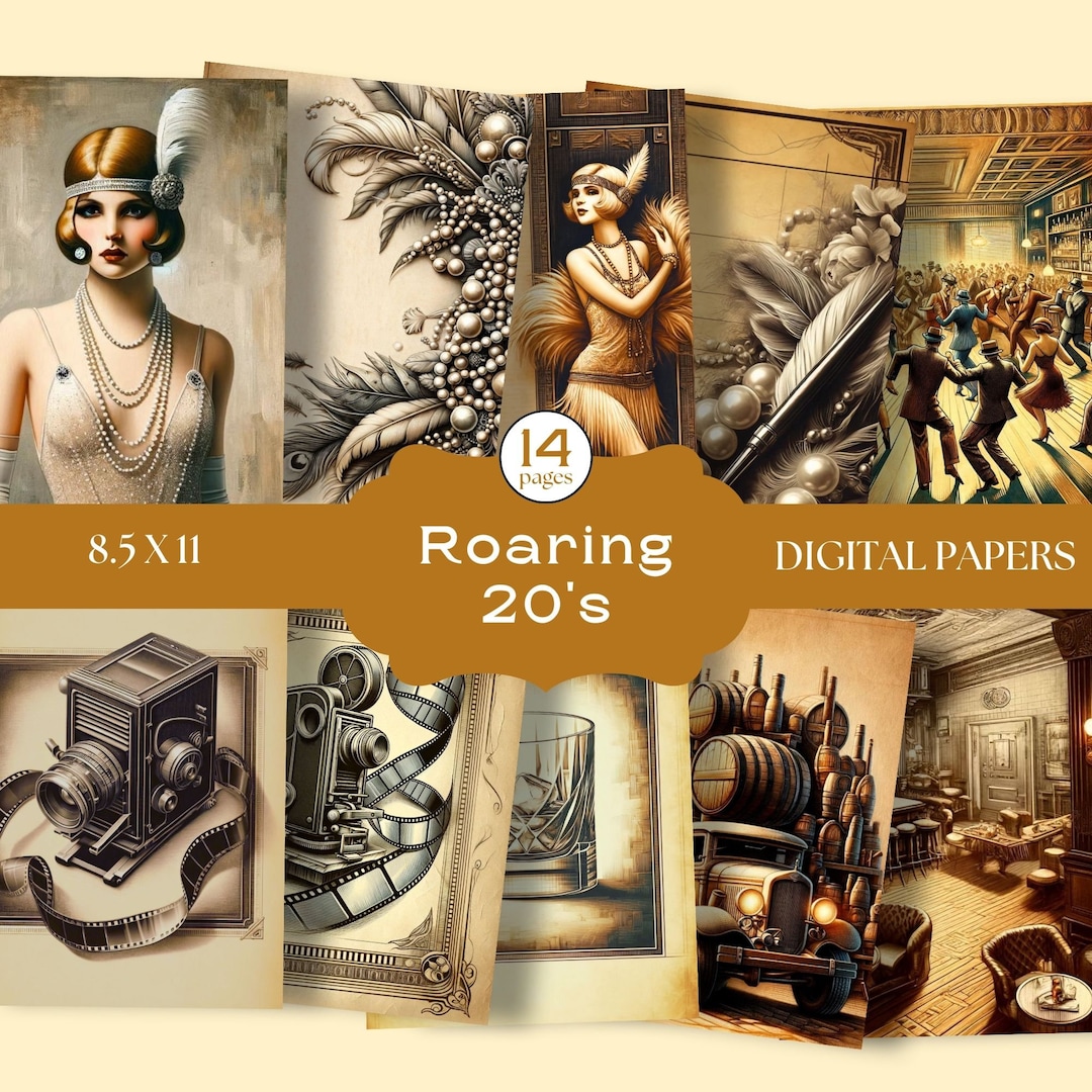 Junk Journal Kit " Vintage 20's", Roaring 20S, Gatsby Digital Paper ...