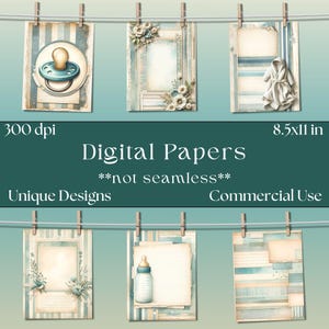 Junk Journal baby Boy , Baby Journal Papers, Baby Shower,pastel ...