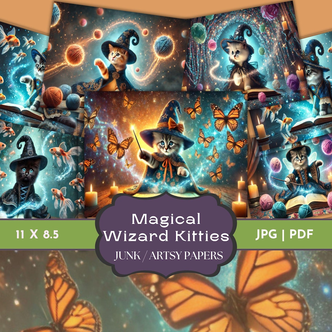 Wizard Cat, Magical Kitties, Black Cat, Magic Junk Journal, Halloween ...