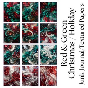 Red & Green Textures Paper Pack, Christmas Texture Background, Xmas ...