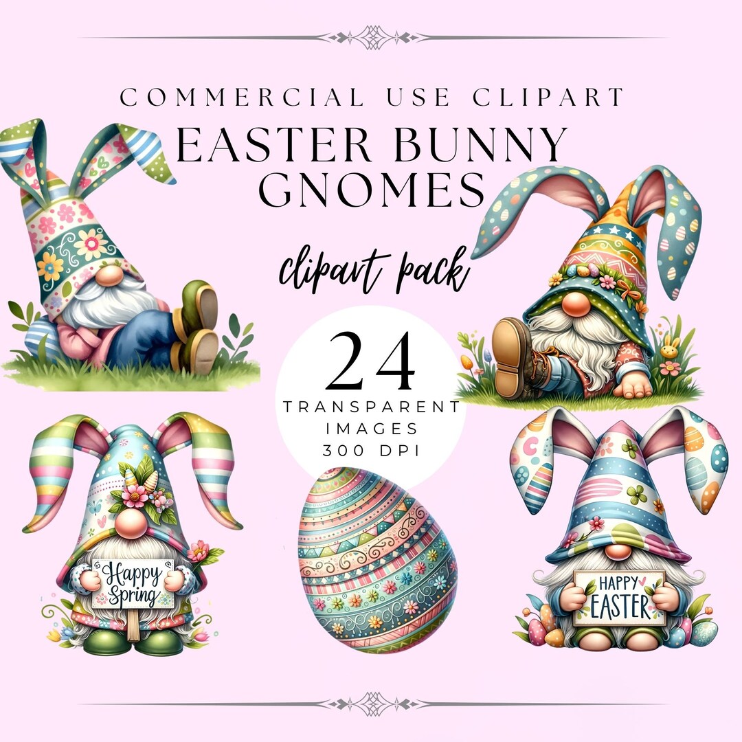 Easter Clipart Pack, Easter Gnomes, Spring Flowers, Spring Gnome, Gnome ...