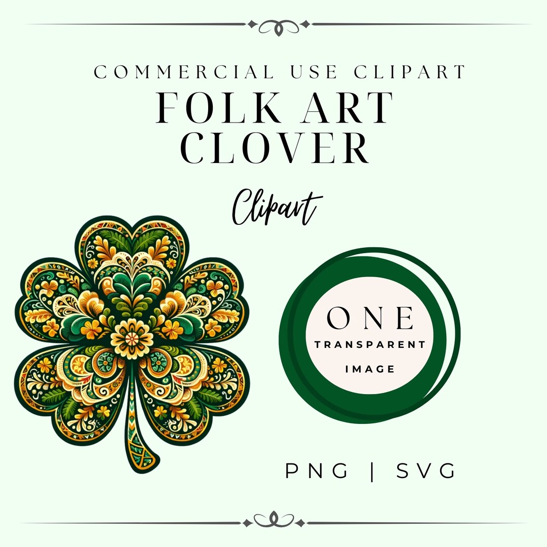 St. Patricks Day Clover, Folk Art Clover, Clover Clipart, Shamrock ...