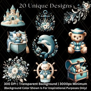 Baby Boy Clipart, Baby Shower, Nautical Clip Art, Newborn Nursery, Blue ...