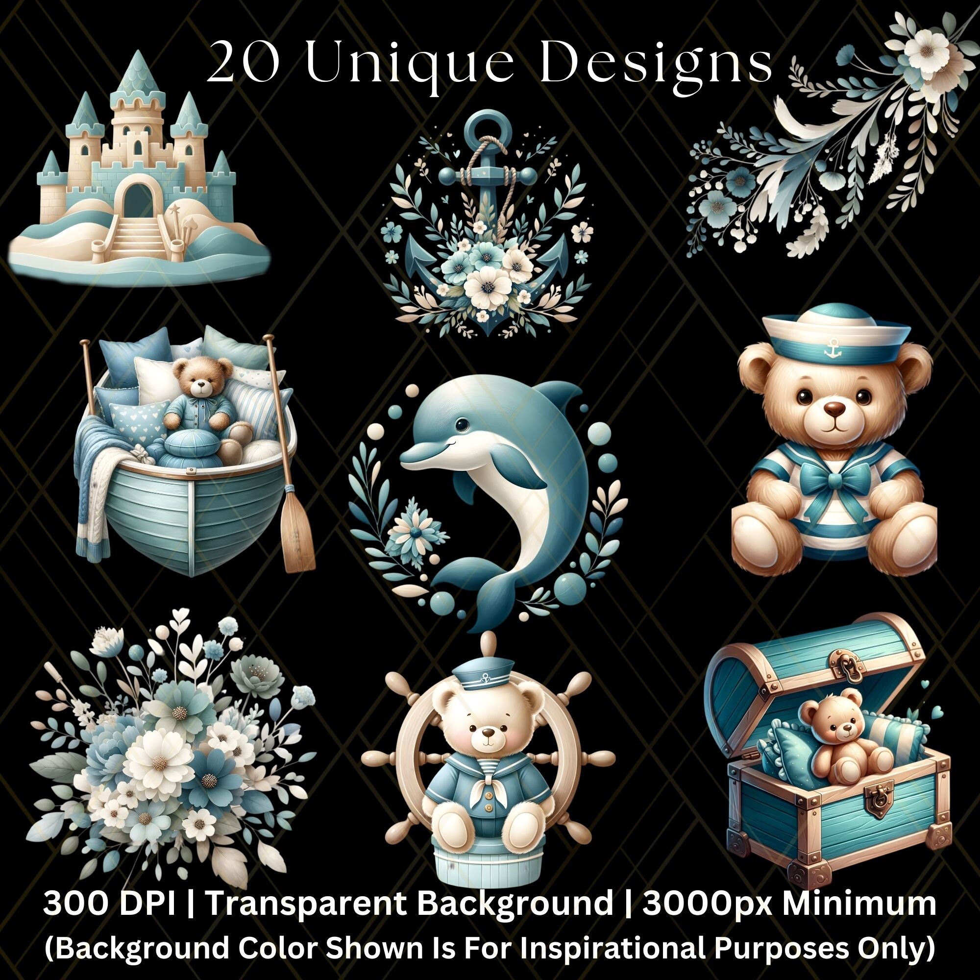 Baby Boy Clipart, Baby Shower, Nautical Clip Art, Newborn Nursery, Blue ...