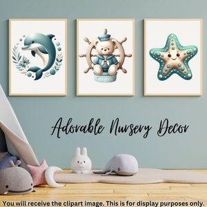 Baby Boy Clipart, Baby Shower, Nautical Clip Art, Newborn Nursery, Blue ...